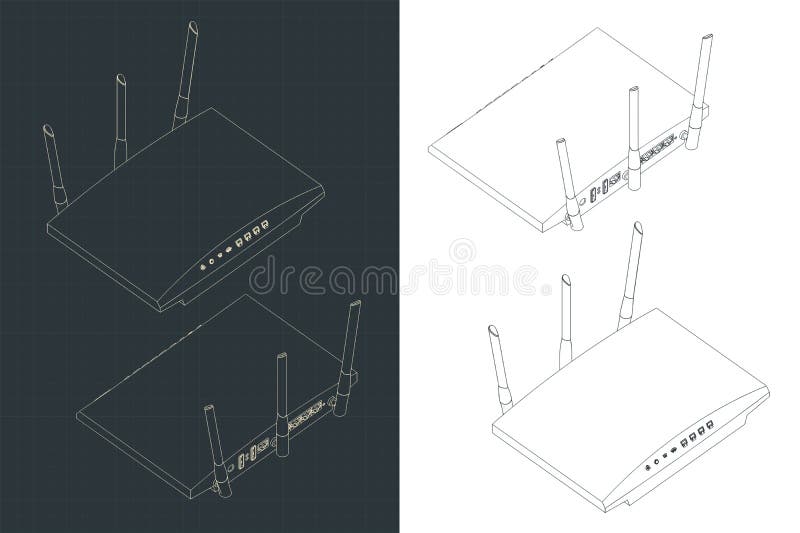 Wireless Router Isometric Blueprints Stock Vector - Illustration of ...