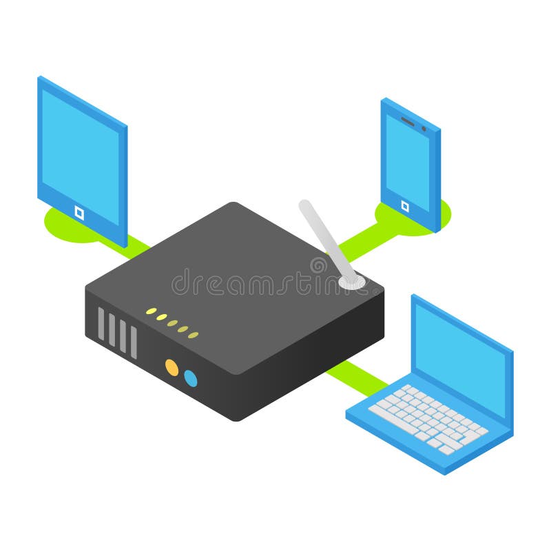Wireless Router Isometric Icon Stock Vector - Illustration of drawing ...