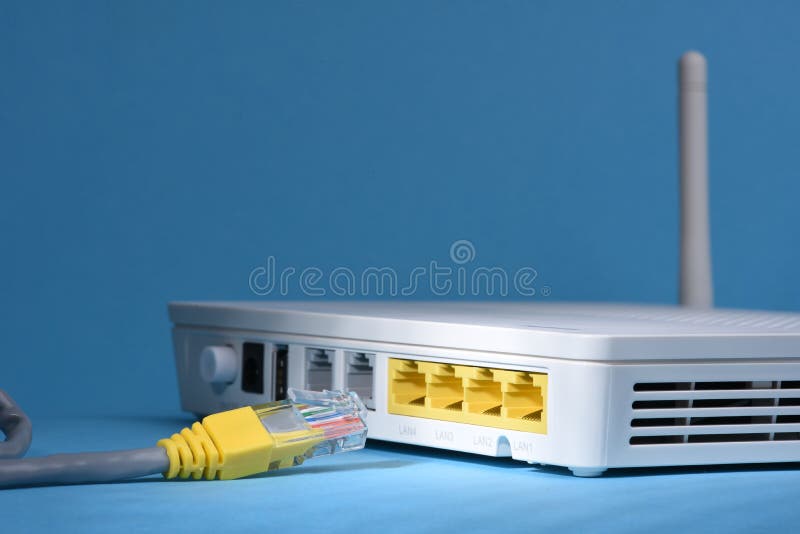 Wireless Router Network with Cable Stock Photo - Image of closeup, data ...