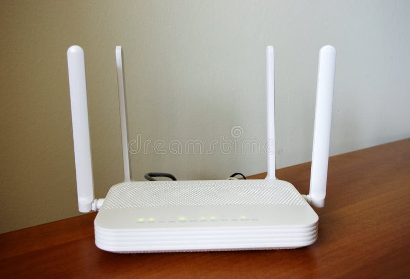 Wireless Router on Office Desk. Internet Concept. Internet Security ...