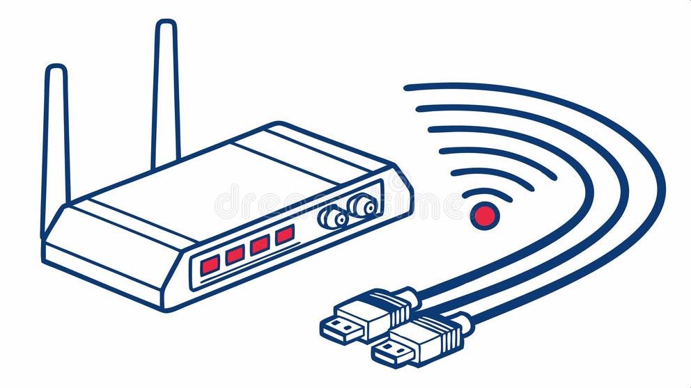 Wireless Router Outline, Network and Internet Connection Device. Vector Design Generative AI ...