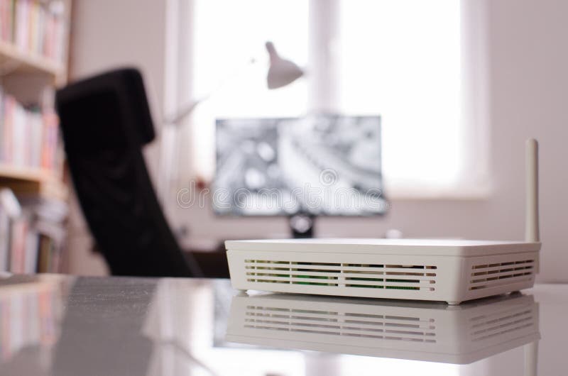 Wireless Router on Reflective Surface, Inside Small Office Stock Image ...