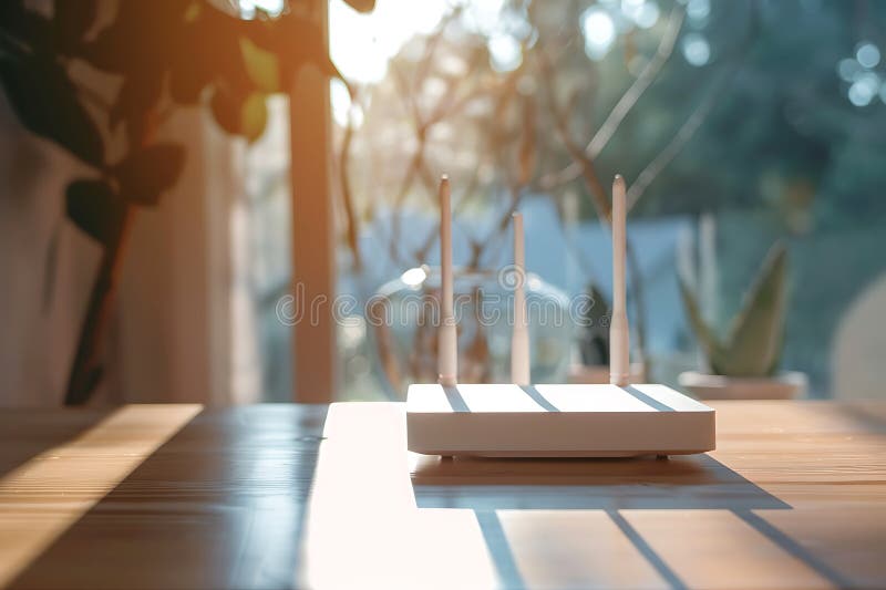 Wireless Router on Table in Living Room Stock Illustration ...