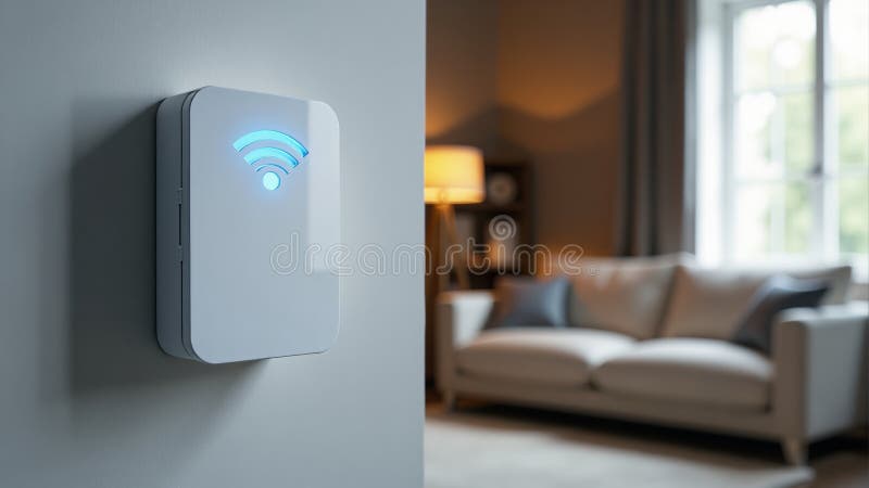 Wireless Router on Wall in Home Stock Illustration - Illustration of ...