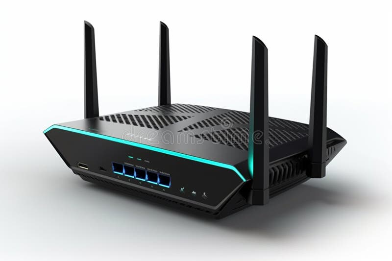 Wireless Router on a White Background. 3d Render Illustration. Stock ...