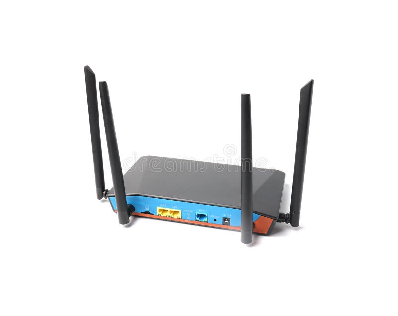 Wireless Router. Wireless Wi-fi Black Router with Four Antennas ...