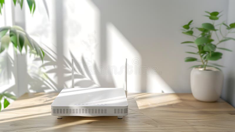 Wireless Router on Table in Living Room Stock Illustration ...