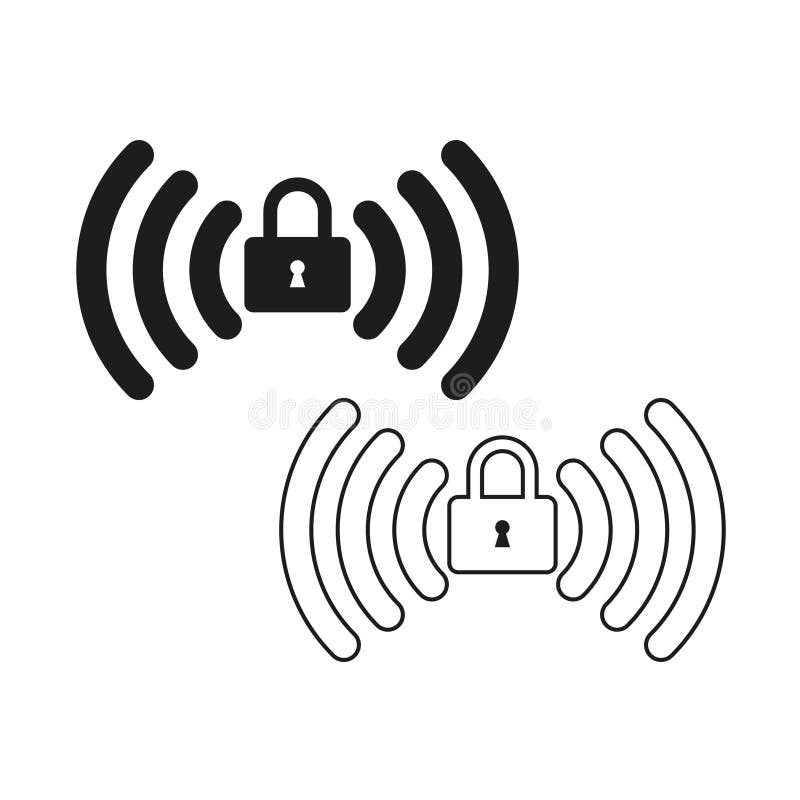Wireless Security Icon. Lock and Signal Symbol. Padlock Protection ...