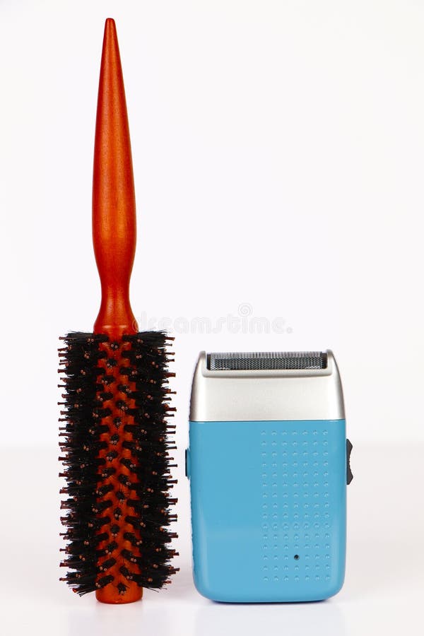Electric Blue Shaver or Razor with Comb. Stock Image - Image of brown ...