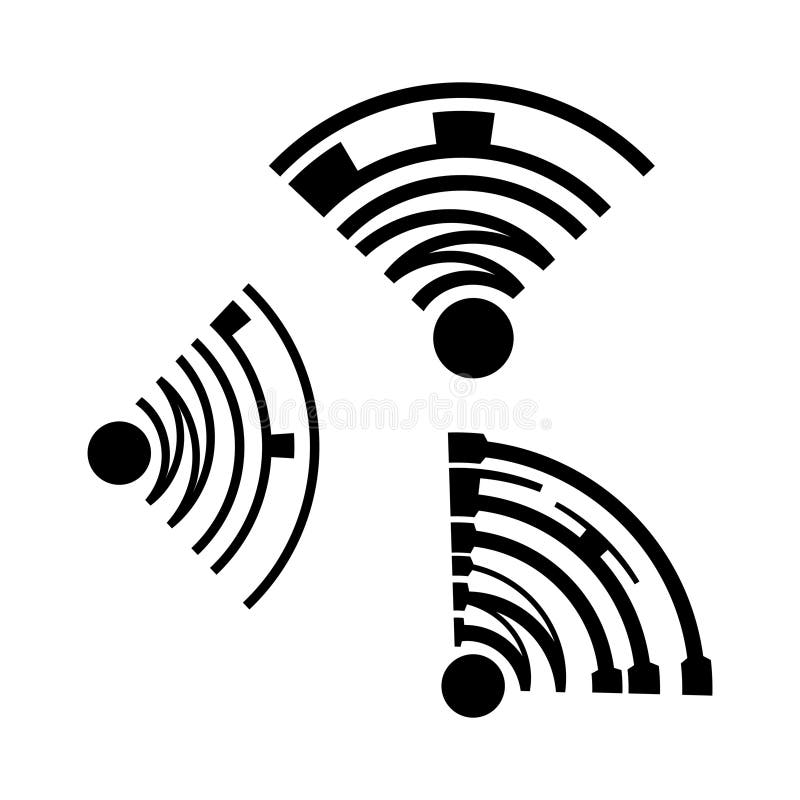 Wireless Signal Icon. Digital Transmission Shape. Black Curved Waves ...