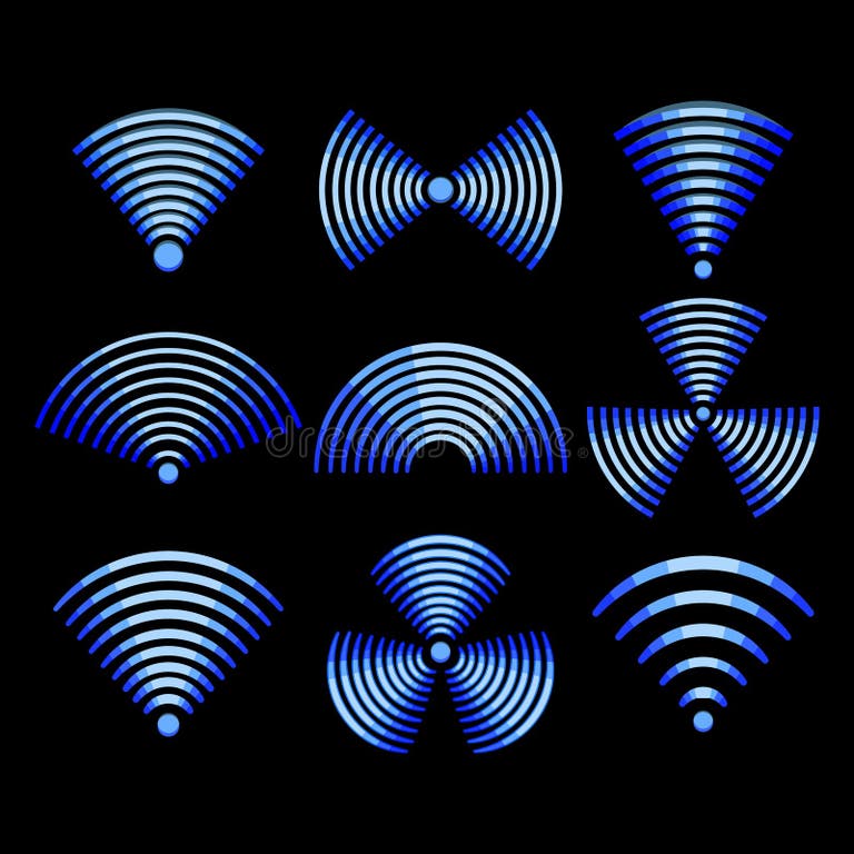 Wireless Signal Wave Set Cartoon Vector Illustration Stock Illustration ...