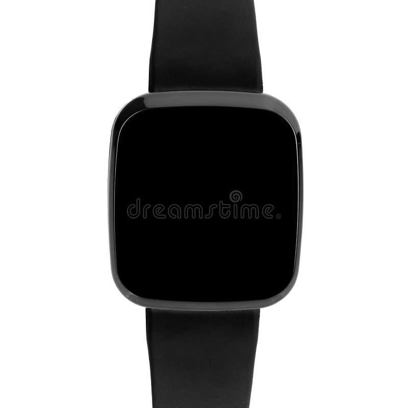 Wireless Smartwatch in a Square Glossy Black Case Stock Photo - Image ...