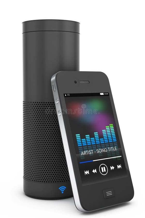 Wireless Speakers Connected To Mobile Phone. 3d Rendering Stock ...