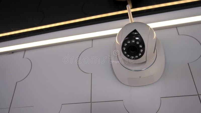 Wireless Surveillance Camera Fixed on Ceiling of Office Close-up Stock ...