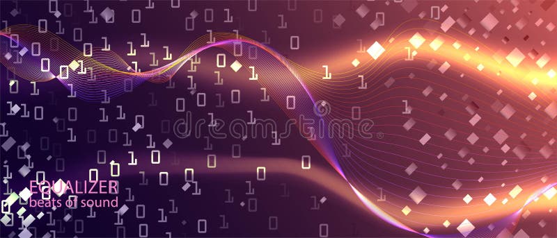 Wireless Tech Vector Landing Page. Blue Pink Purple Background. Neon ...