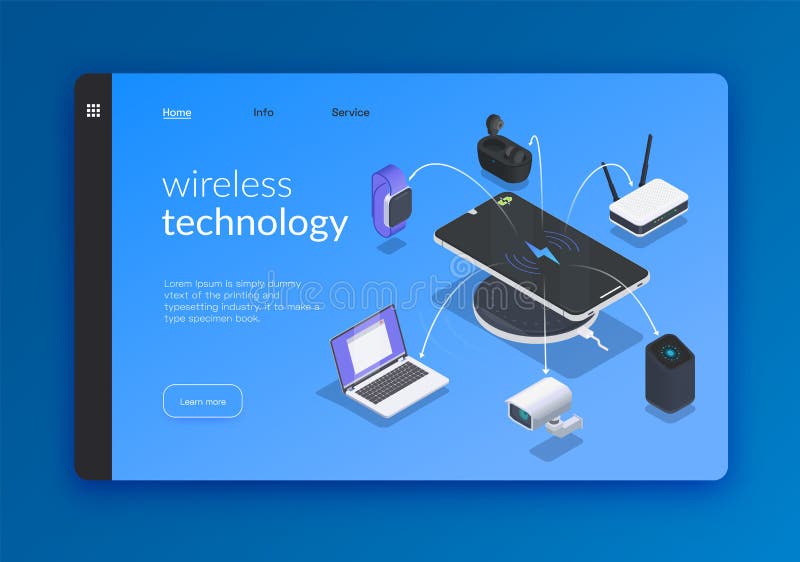 Wireless Technologies Isometric Banner Stock Vector - Illustration of ...