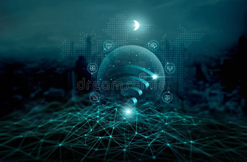 Wireless Technology Concept, Global Network Connections. WiFi ...