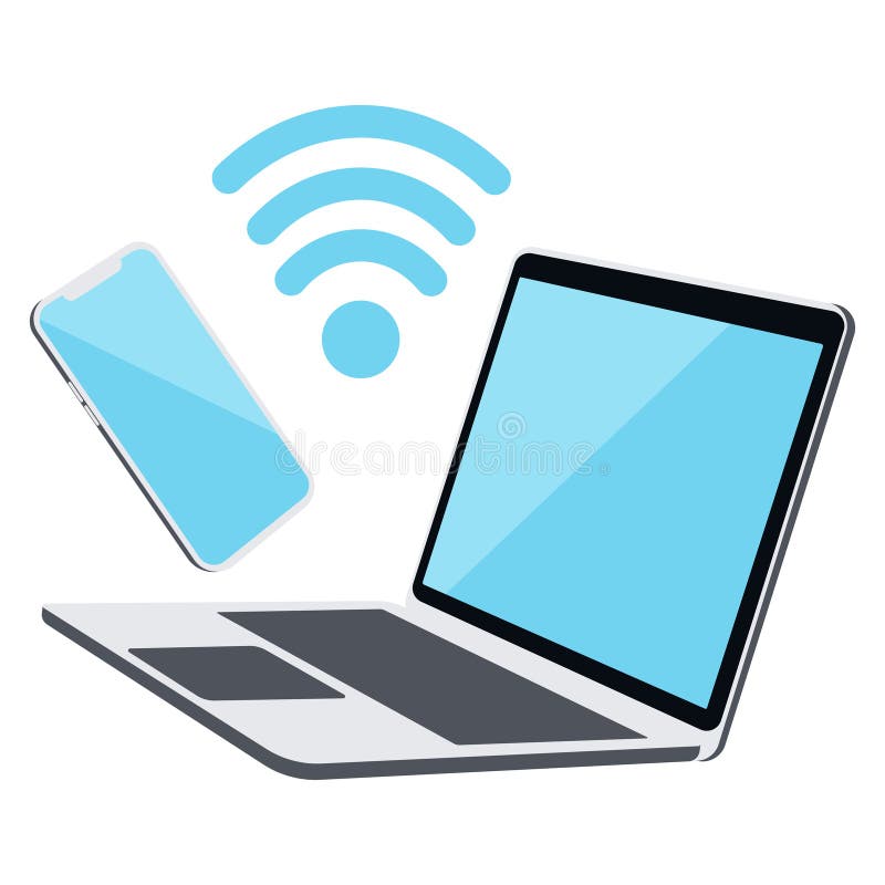 Wireless Technology Devices Poster with Laptop, Smartphone and Wifi ...