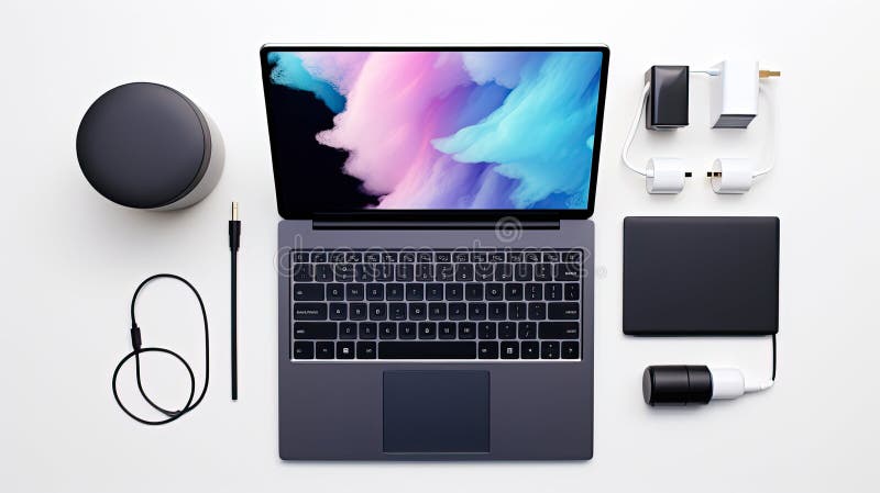 Wireless Technology Flat Lay Stock Illustration - Illustration of ...