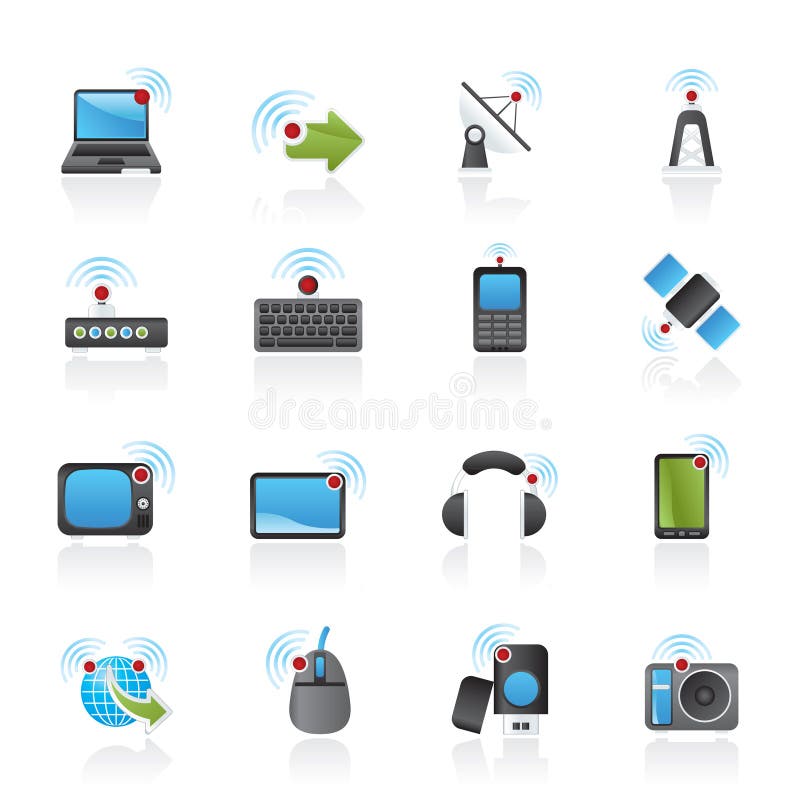 Wireless and Technology Icons Stock Vector - Illustration of phone ...