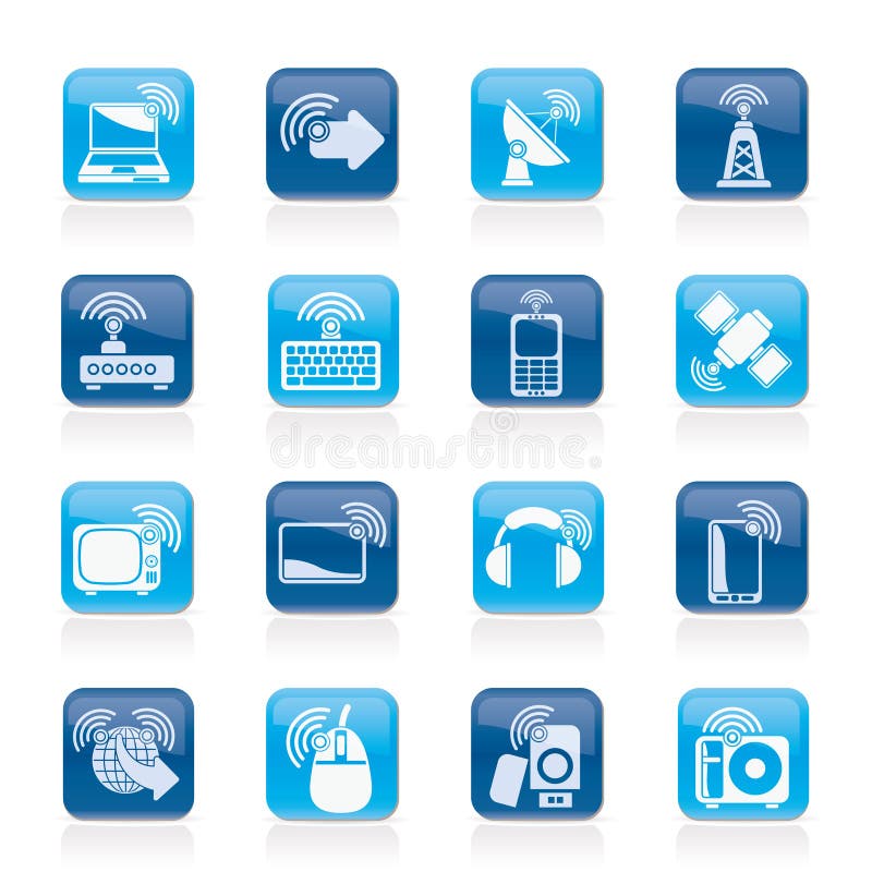 Wireless and Communication Technology Icons Stock Vector - Illustration ... Wireless and Communication Technology Icons Stock Vector - Illustration ...