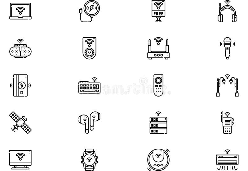 Wireless Technology Icons Collection is a Vector Illustration with ...