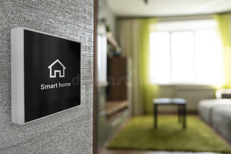 Wireless Technology for Managing Smart Devices at Home Concept. Check Security and External ...