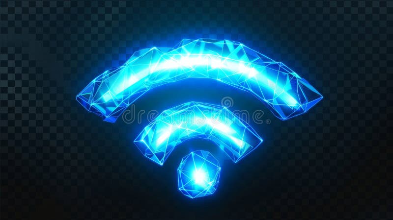 Wireless Technology Wave Sign Set with Neon Light Effect. Digital Radar ...