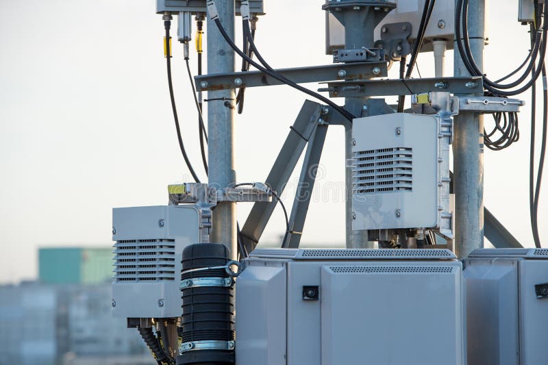 Wireless Telecommunications Equipment Over the Sky Stock Image - Image ...
