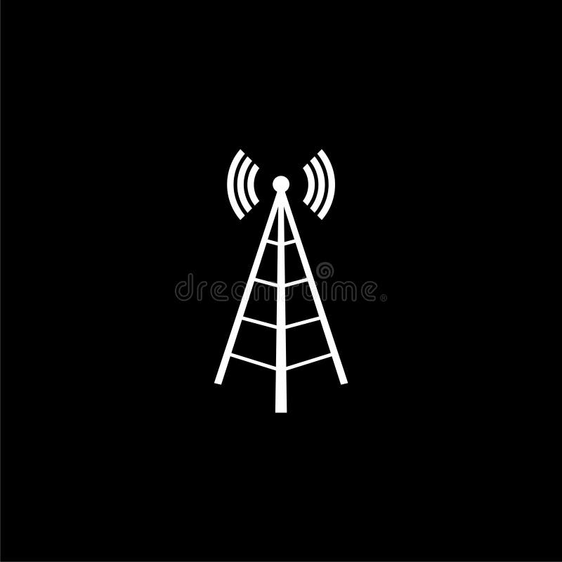 Wireless Tower with Waves, Tower Icon, Tower Logo on Dark Background ...
