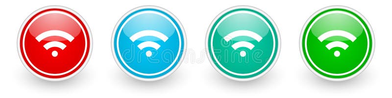 Wireless Vector Icons, Colorful Glossy Buttons on White Stock Vector ...