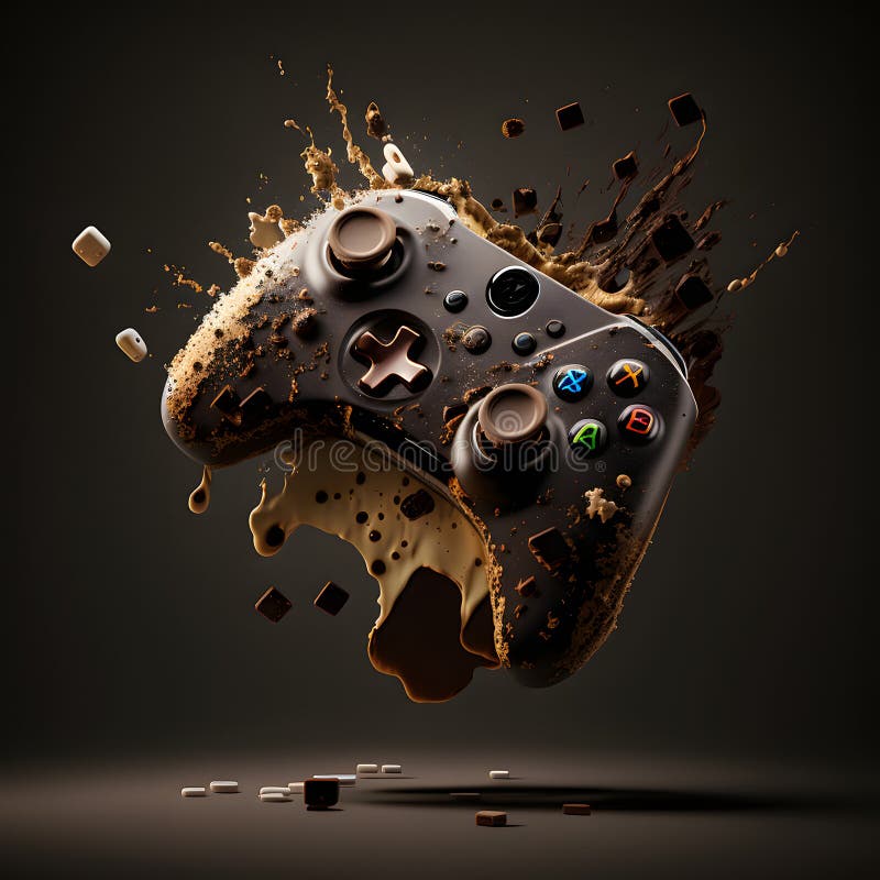 Wireless Video Game Controller with Liquid Splash. Generative AI Stock ...