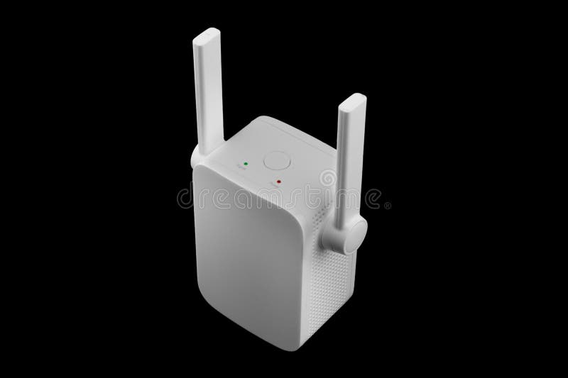 Wireless Wi-Fi Router Isolated on Black Background. Wifi Technology ...