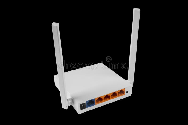 Wireless Wi-Fi Router Isolated on Black Background. Wifi Technology ...