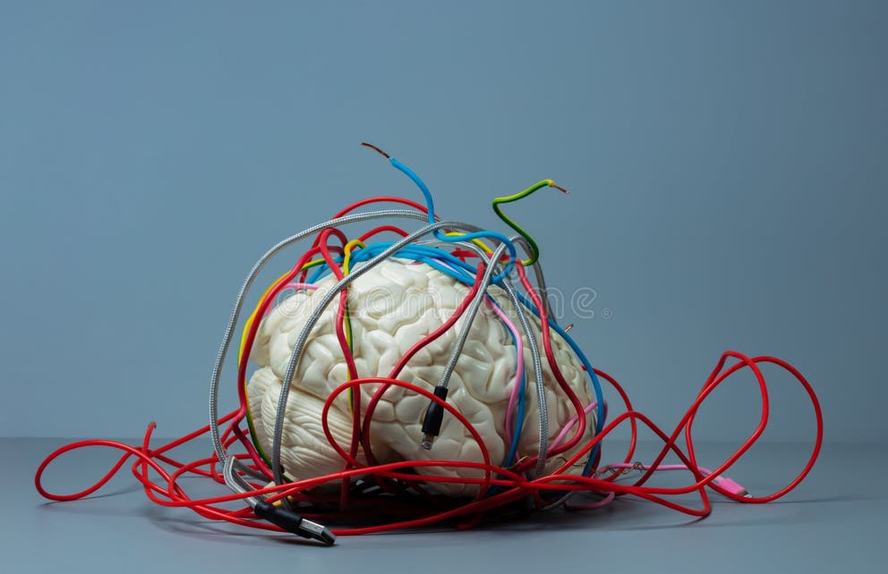 Wires Around Brain Concept of a Misunderstanding Stock Image - Image of ...