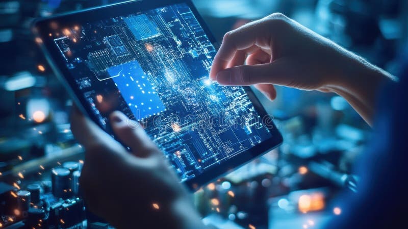 Wires and Circuit Boards in a Sophisticated Machine with Hands of ...