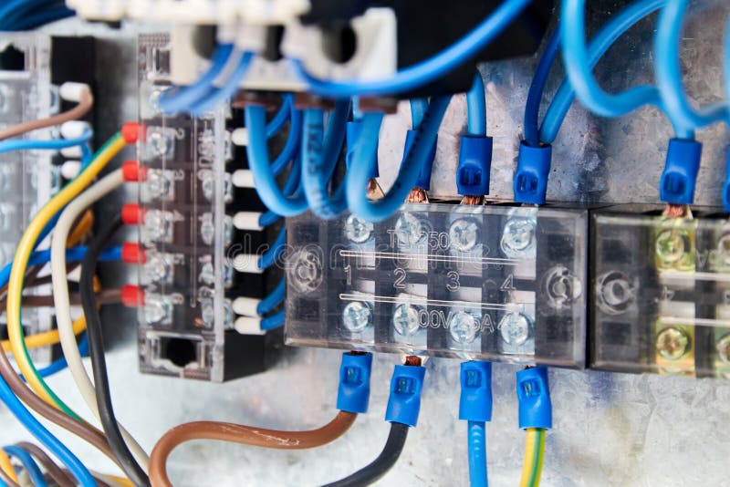 Wires Connected To the Contact Bar Installed on the Control Panel Stock ...