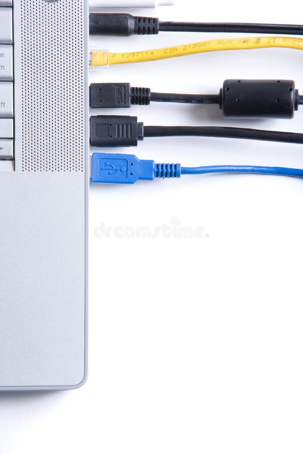 Wires Connected To a Modern Laptop Stock Photo - Image of colorful ...