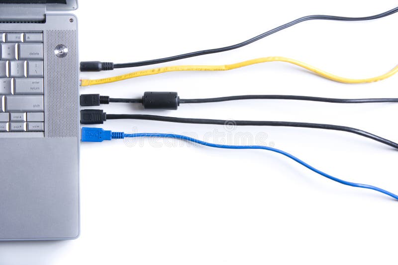 Wires Connected To a Modern Laptop Stock Image - Image of linked ...
