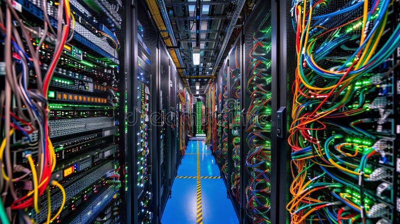 Wires and Connections Inside a Server Room Stock Image - Image of ...