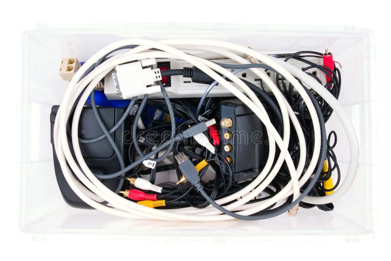 Wires and Connectors for Computer Audio Video in a Box Stock Photo ...