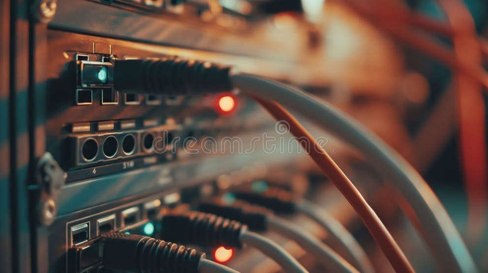 Wires Connectors and Patch Panels in a Network Data Center. Generative ...