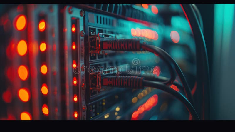 Wires Connectors and Patch Panels in a Network Data Center. Generative ...