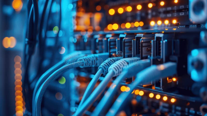 Wires Connectors and Patch Panels in a Network Data Center. Generative ...