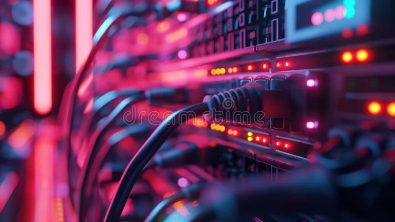 Wires Connectors and Patch Panels in a Network Data Center. Generative ...