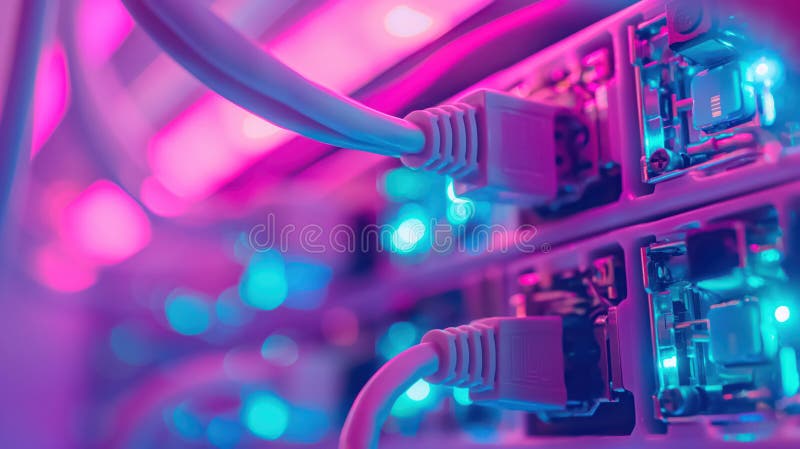 Wires Connectors and Patch Panels in a Network Data Center. Generative ...