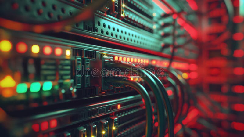 Wires Connectors and Patch Panels in a Network Data Center. Generative ...