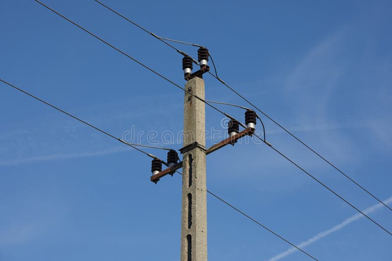 Electric Line Post Three-phase Stock Photo - Image of technology ...
