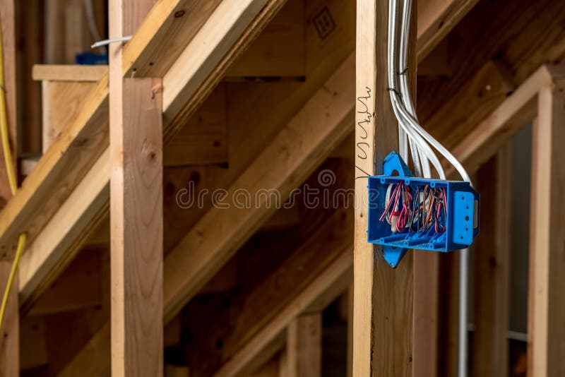 Electrical Box Mounted Onto a Wooden Stud Stock Photo - Image of ...