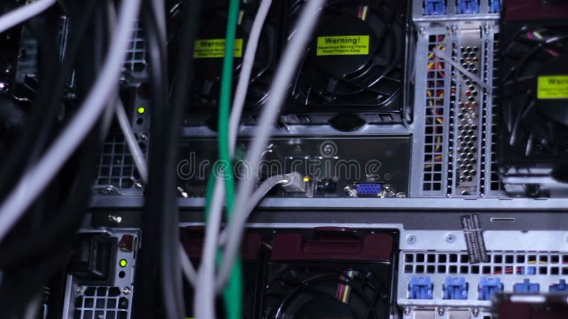 Wires, Lightbulbs and Computer Parts in Render Farm Stock Video - Video ...